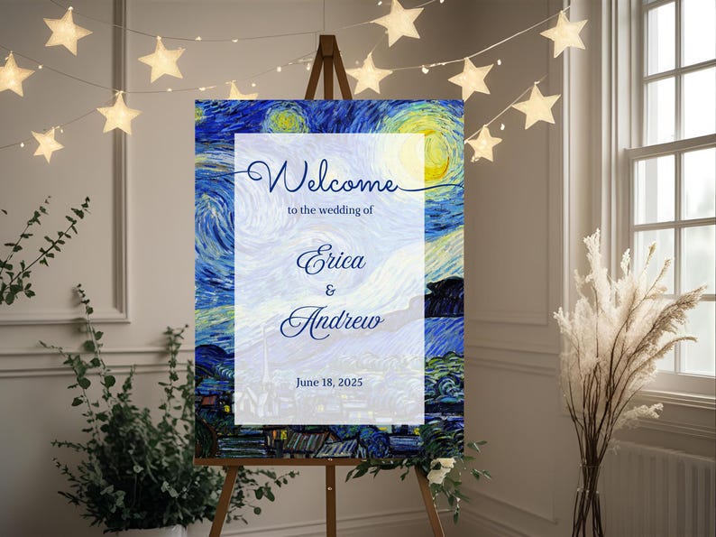 Vincent Van Gogh Starry Night Wedding Welcome Sign Starry Sky Welcome ...