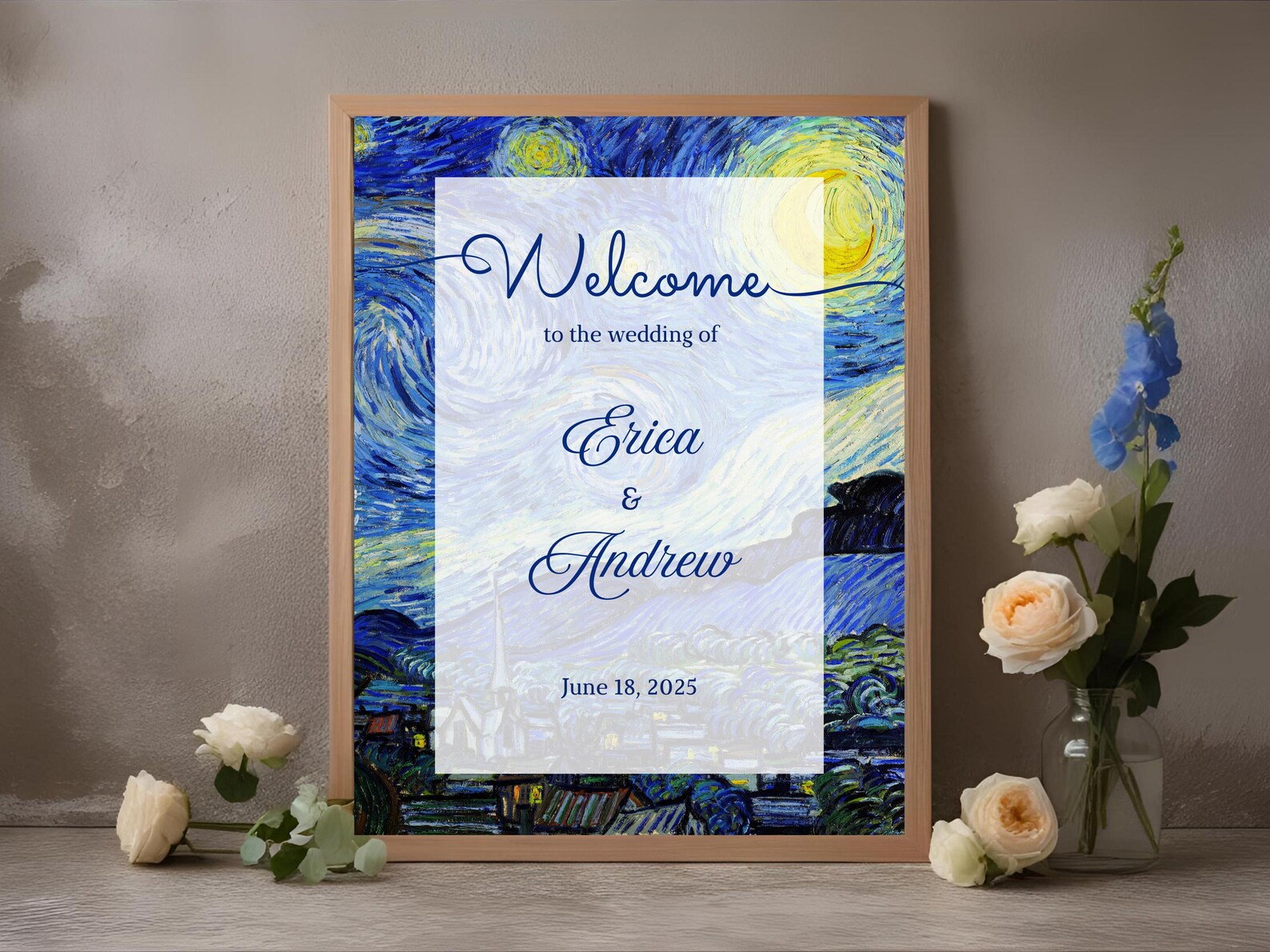 Vincent Van Gogh Starry Night Wedding Welcome Sign Starry Sky Welcome ...