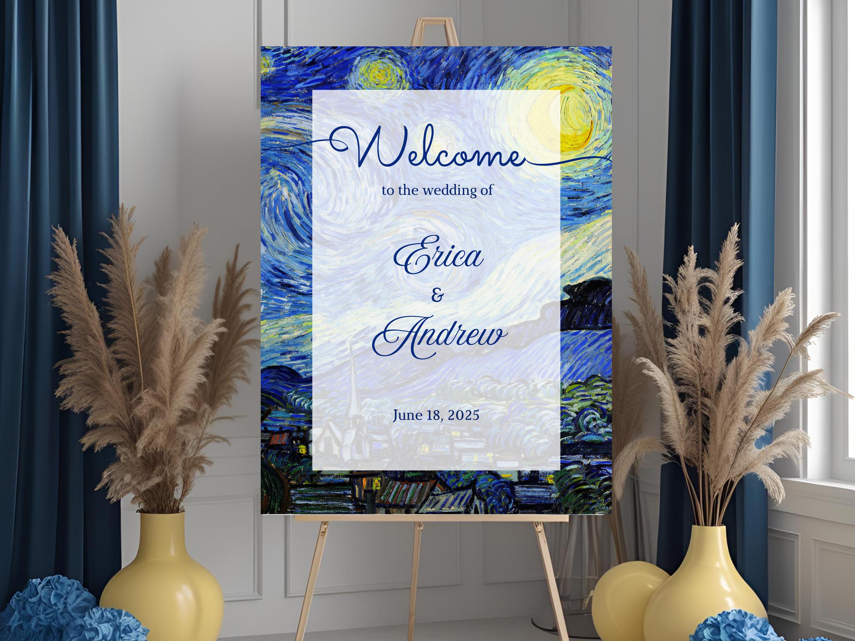 Vincent Van Gogh Starry Night Wedding Welcome Sign Starry Sky Welcome ...