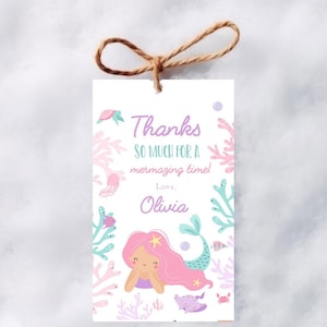 Mermaid Party Favor Tag Purple Mermaid Birthday Party Gift Tag, Oneder ...