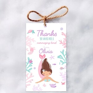 Mermaid Party Favor Tag Purple Mermaid Birthday Party Gift Tag, Oneder ...