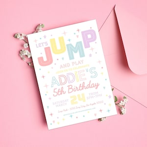 TRAMPOLINE BIRTHDAY INVITATION Girl Trampoline Party Jump Party Jump ...