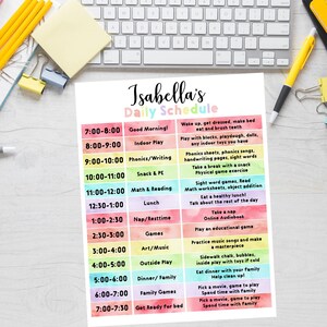 Kids Editable School Schedule Printable Rainbow Schedule for Kids Daily ...