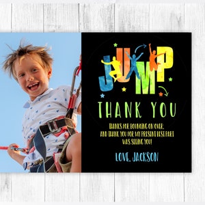 Trampoline Birthday Party Thank You Card Jump Bounce Party Thank You ...