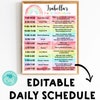 Kids Editable School Schedule Printable Rainbow Schedule for Kids Daily ...