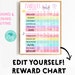 Editable Unicorn Chore Chart Rainbow Reward Chart Instant Download ...