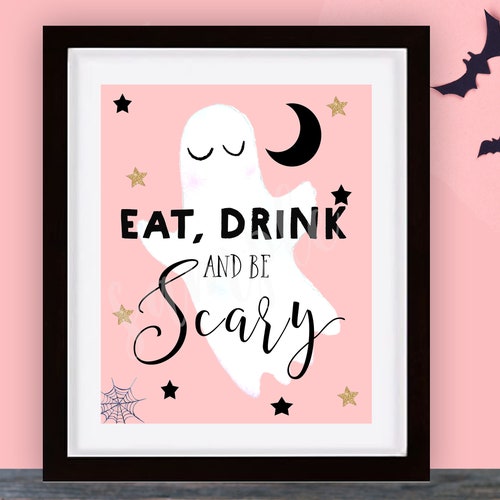 Pink HALLOWEEN WELCOME SIGN Pink Eat Drink and Be Scary | Etsy