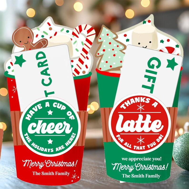 Christmas Coffee Gift Card Holder Printable, Christmas Teacher Coffee ...