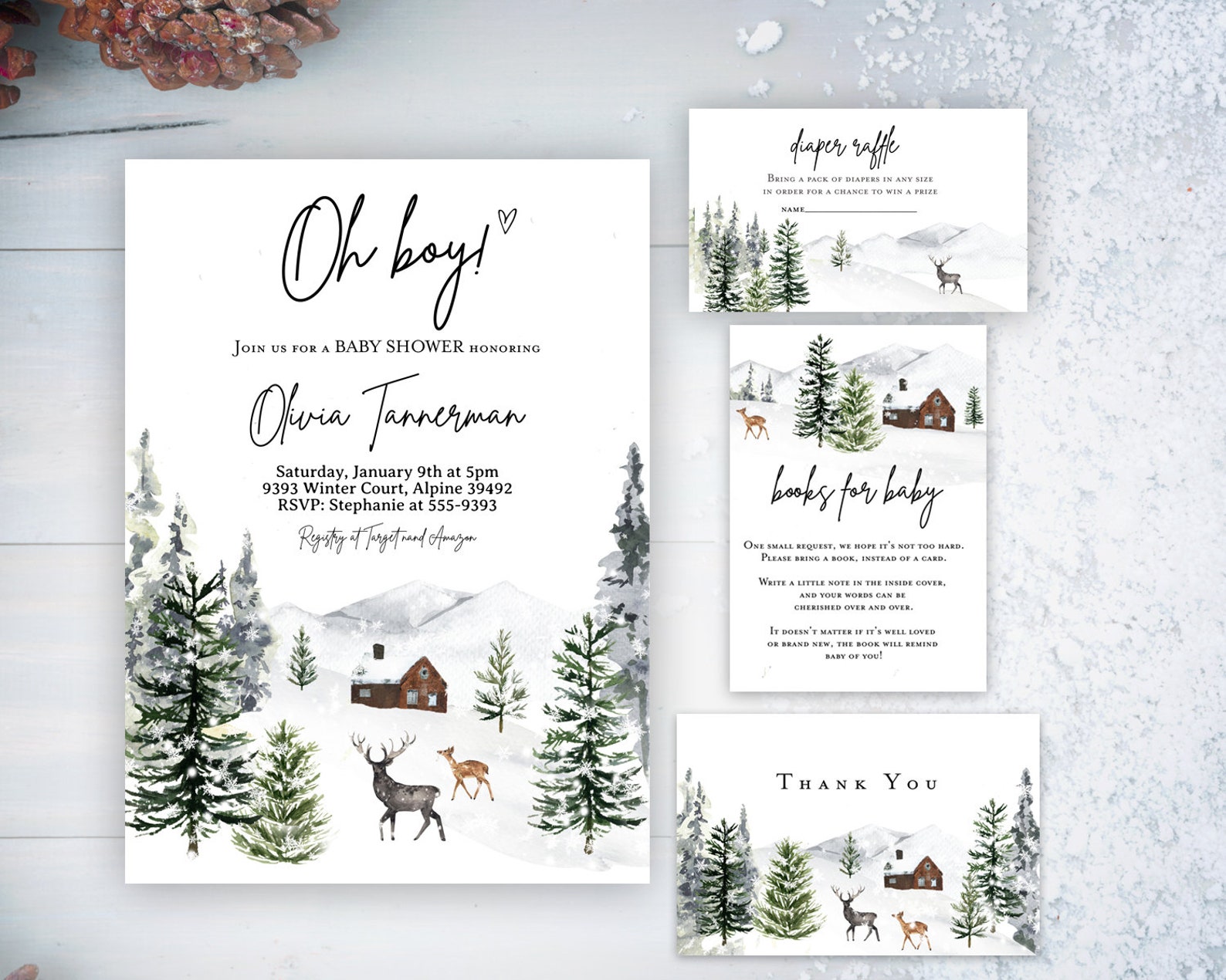 Winter Snow Baby Shower Invitation, Christmas Baby Shower Invitation ...