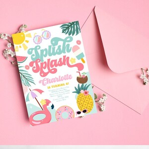 Pool Party Birthday Invitation, Splish Splash Invitation, Summer Splash ...