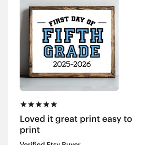 First Day of Fifth Grade Sign Printable First Day of 5th Grade Sign ...