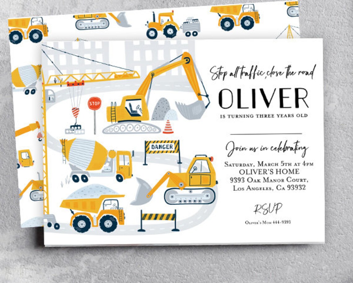 Construction Birthday Invitation Editable Construction Invitation Dump ...