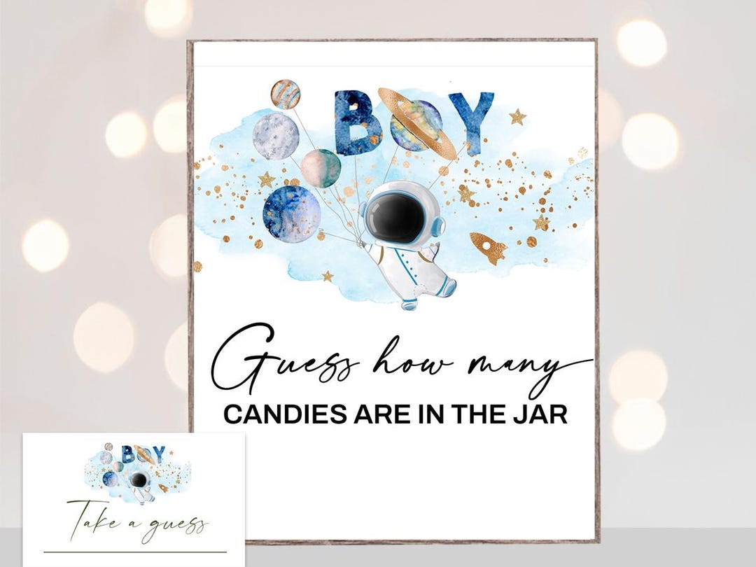 Astronaut Baby Shower Game Guess How Many Candies Are in the Jar, Space ...