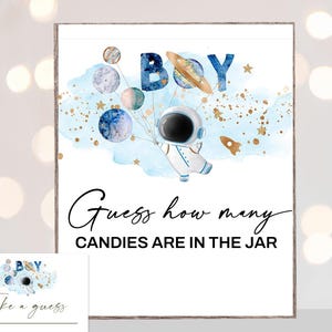 Astronaut Baby Shower Game Guess How Many Candies Are in the Jar, Space ...