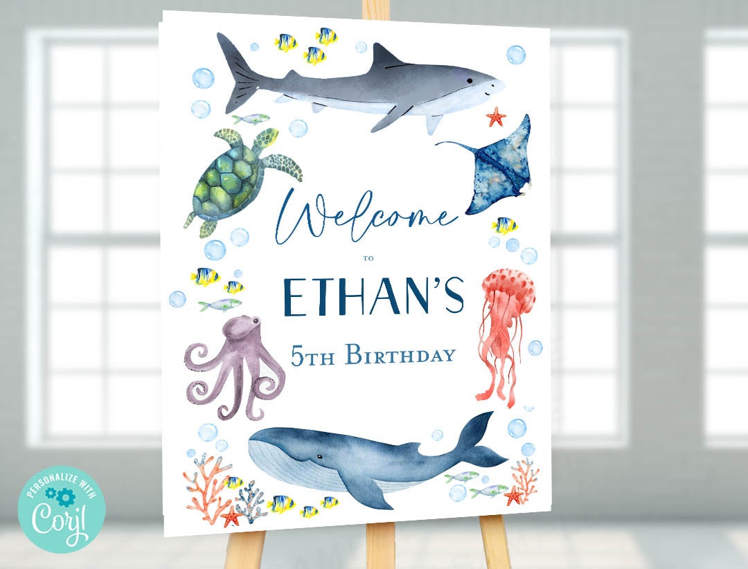 Under the Sea Birthday Party Welcome Sign, Under the Sea Party ...