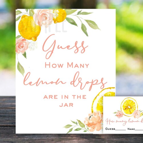 Lemon Baby Shower Guess How Many Lemon Drops Are in the Jar - Etsy