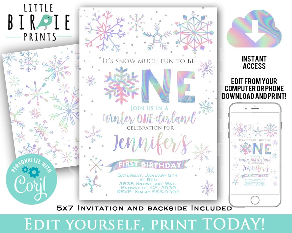 Winter onederland invitation Pastel winter onederland | Etsy