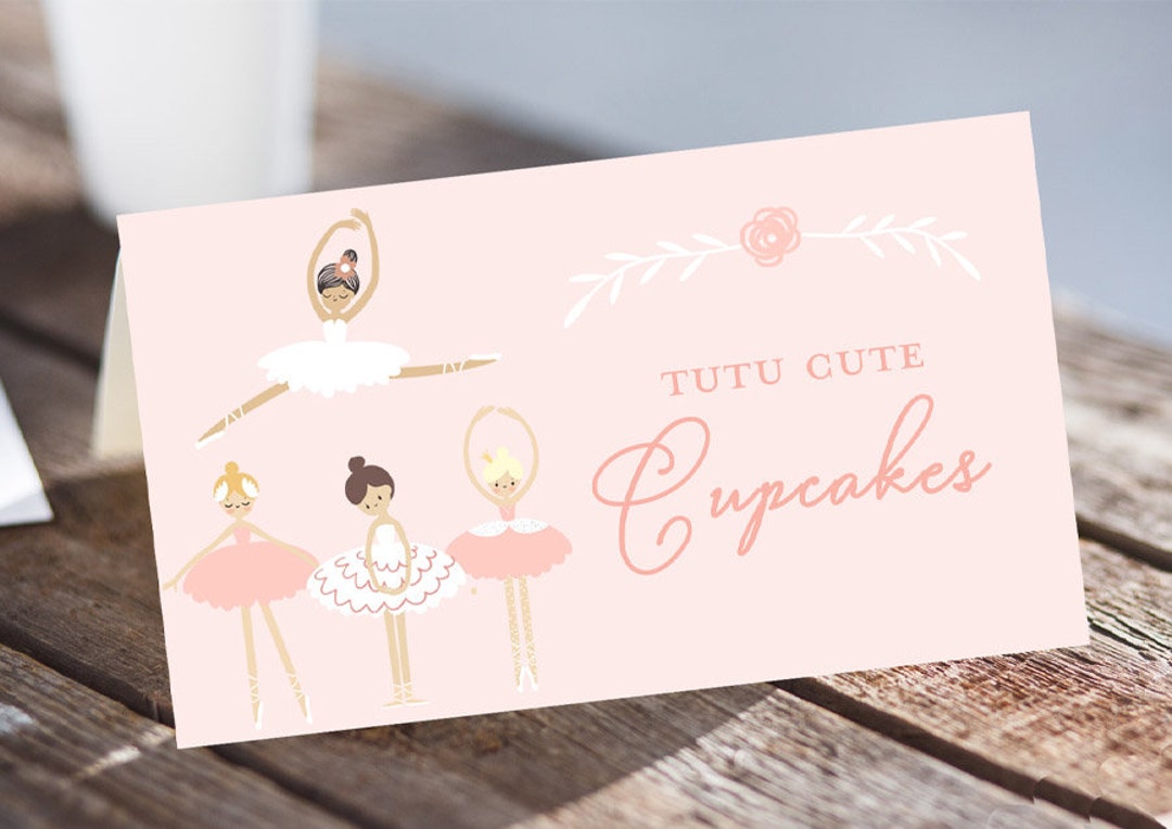 Ballerina Birthday Buffet Cards Food Tent Cards, Tutu Cute Birthday Two ...