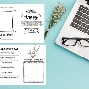 Father's Day Card Printable, Kids Coloring Page Father's Day Card, Dad ...