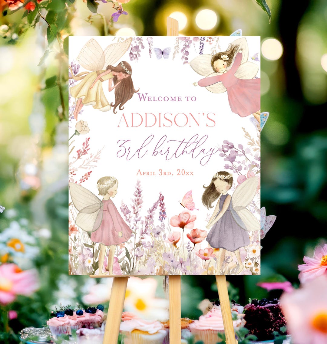 Fairy Birthday Welcome Sign, Fairy Welcome Sign Any Age, Fairy Garden ...