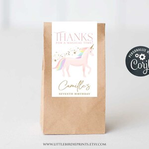Unicorn Party Favor Tags, Unicorn Birthday Party Favor Tags, Unicorn ...