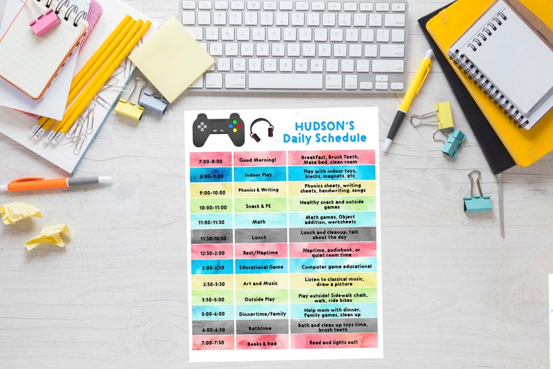 VIDEO GAME Boys daily schedule Gamer School Schedule for kids | Etsy