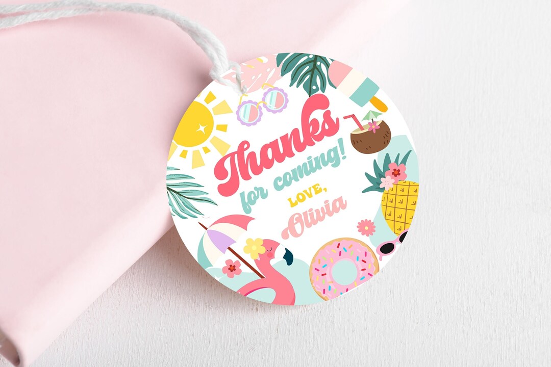 Pool Party Birthday Favor Tags, Two Cool Party Favor Tags, Dive Into ...