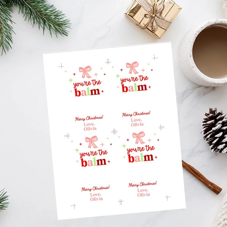 Christmas Lip Balm Gift Tag, Holiday Lip Balm Favor Tag You're the Balm ...
