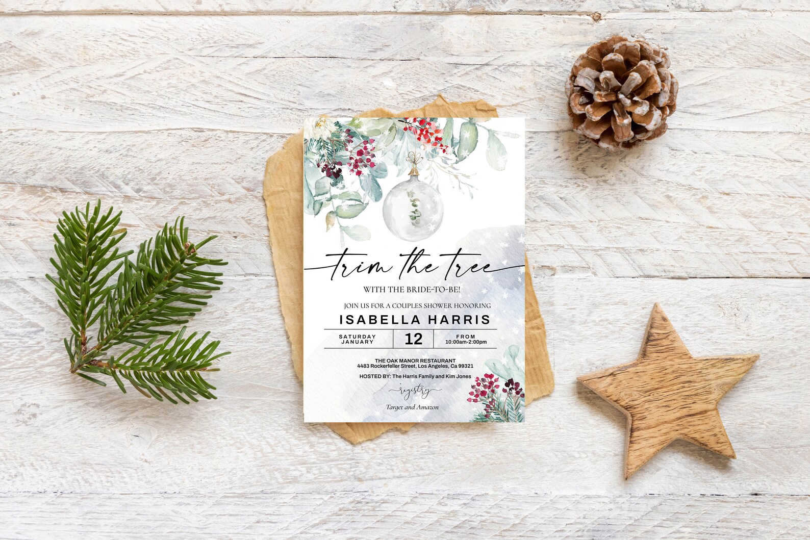 Editable TRIM the TREE Shower WINTER Bridal Shower Invitation - Etsy