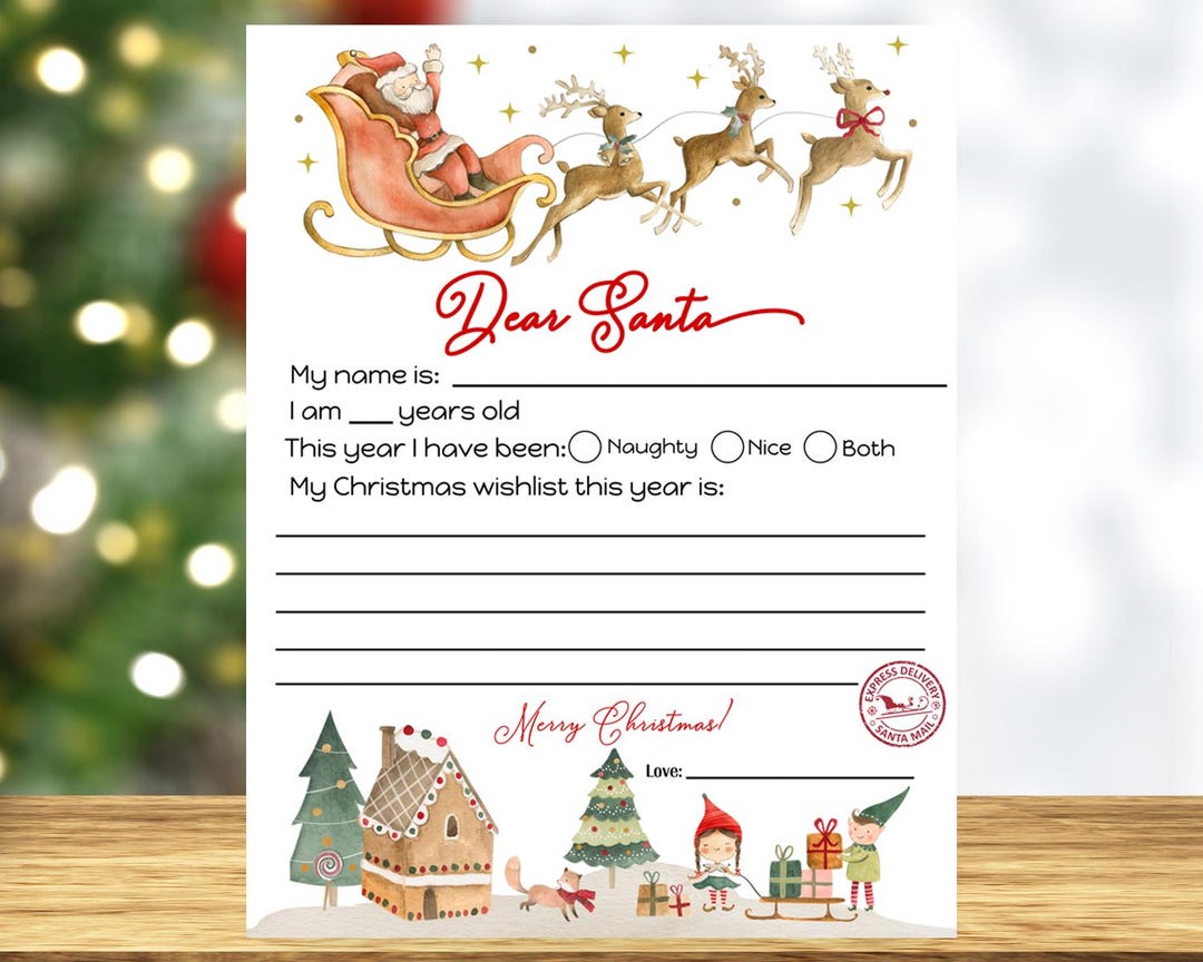 Letter to Santa Printable, Christmas Letter to Santa Fill in the Blank ...