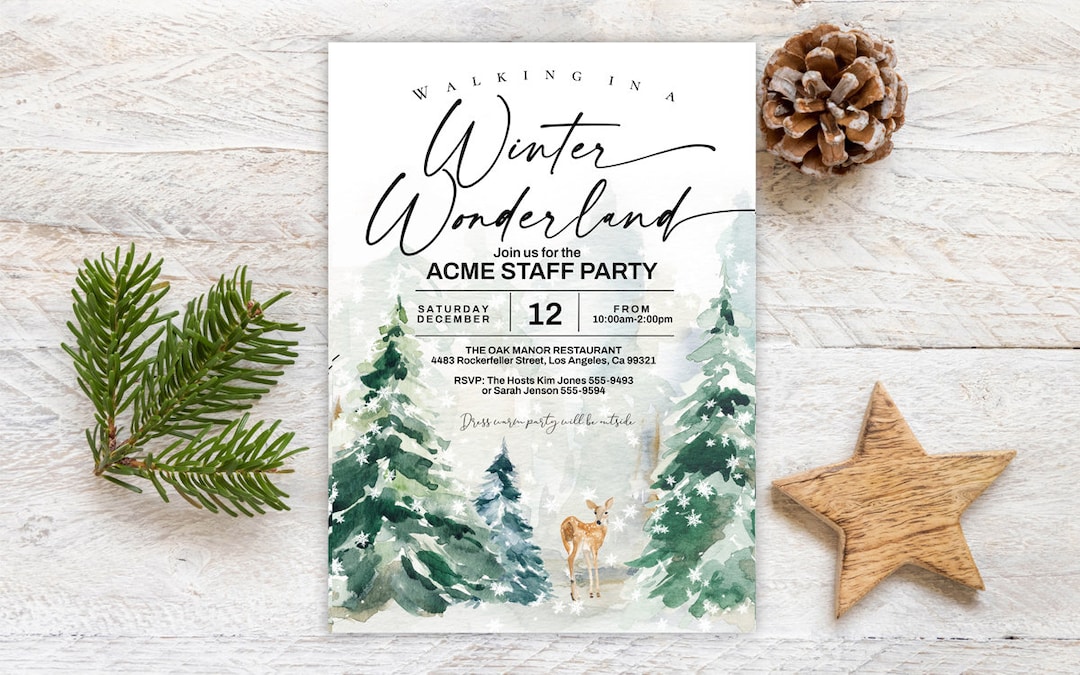 Editable Christmas Party Invitation Winter Wonderland, Staff Party ...