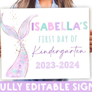Mermaid First Day of School Sign, Girl Kindergarten Day of First Grade ...