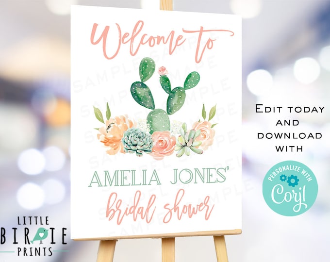 Cactus Bridal Shower Welcome Sign Editable Taco 'bout Love - Etsy