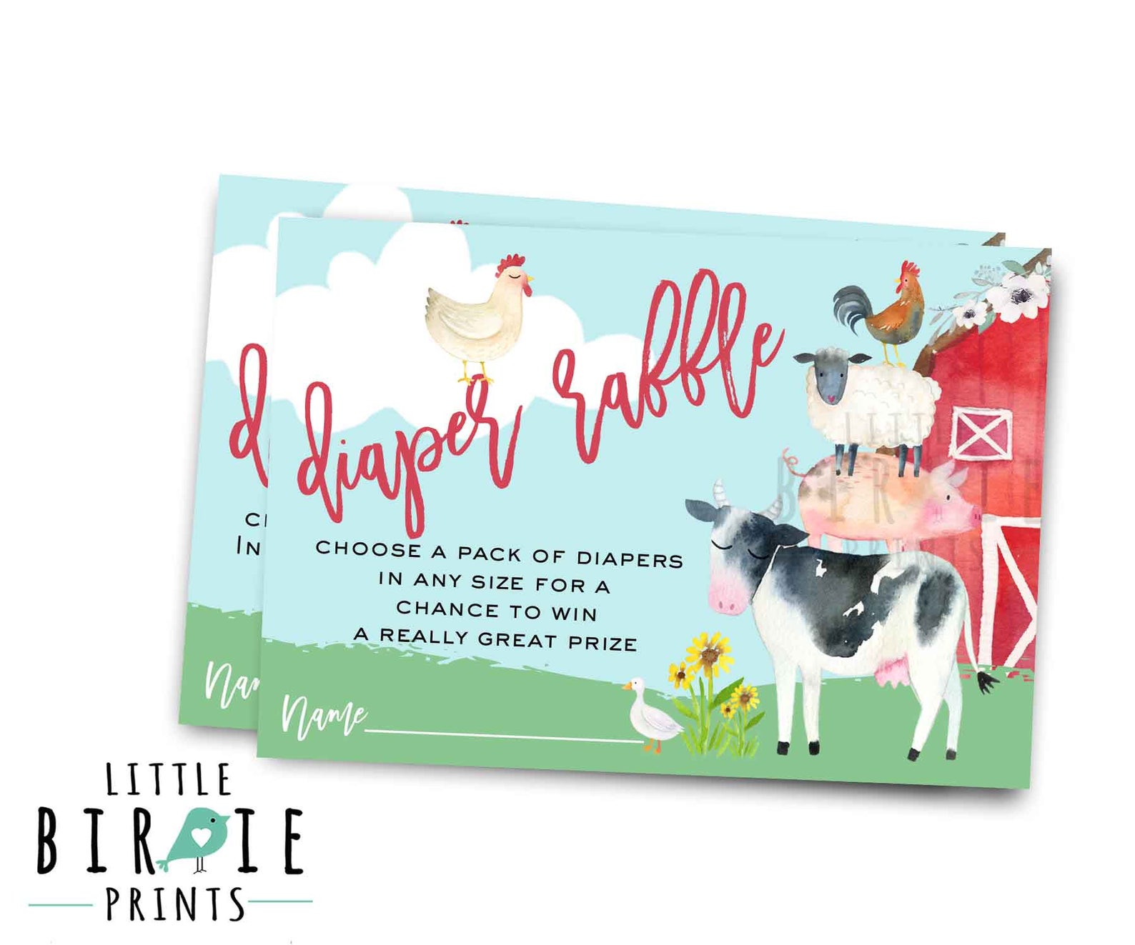 FARM Diaper Raffle Tickets Farm Baby Shower Farm Diaper | Etsy