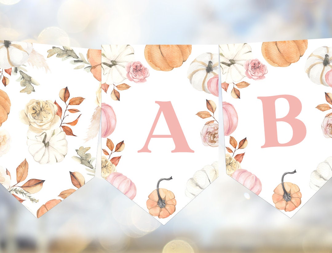 Pumpkin Birthday Banner, Pumpkin Printable ABC Alphabet Banner, Our ...