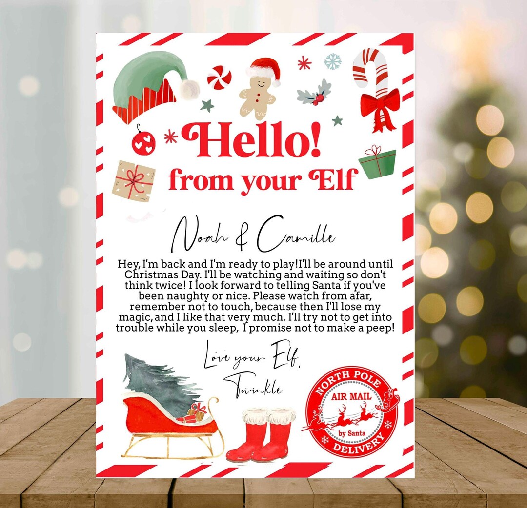 Editable Elf First Time Arrival Letter From Hello From Your Elves, Elf ...