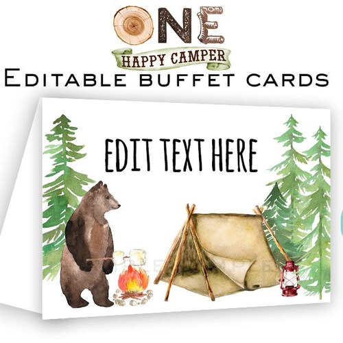 Editable One Happy Camper Buffet Cards Enter Your Own Text - Etsy