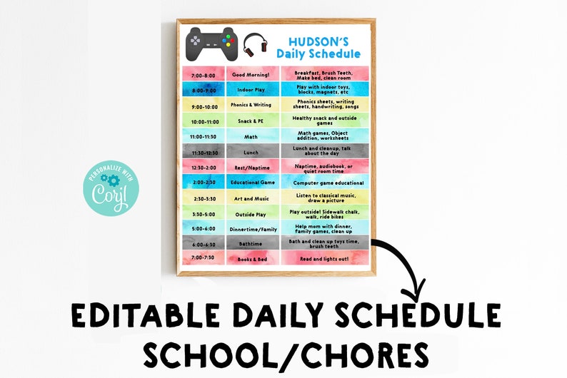 VIDEO GAME Boys Daily Schedule Gamer School Schedule for Kids - Etsy