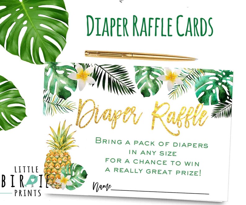 Tropical Diaper Raffle Tickets Tropical Baby Shower Game - Etsy