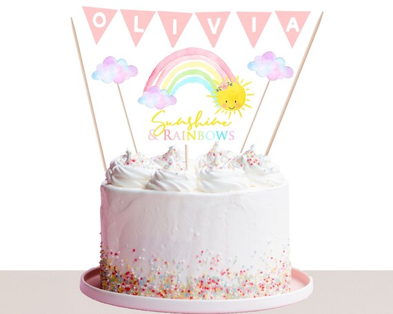 TOPPER DE FIESTA DE CUMPLEAÑOS PRINTABLE SUNSHINE y Rainbows. - Etsy México