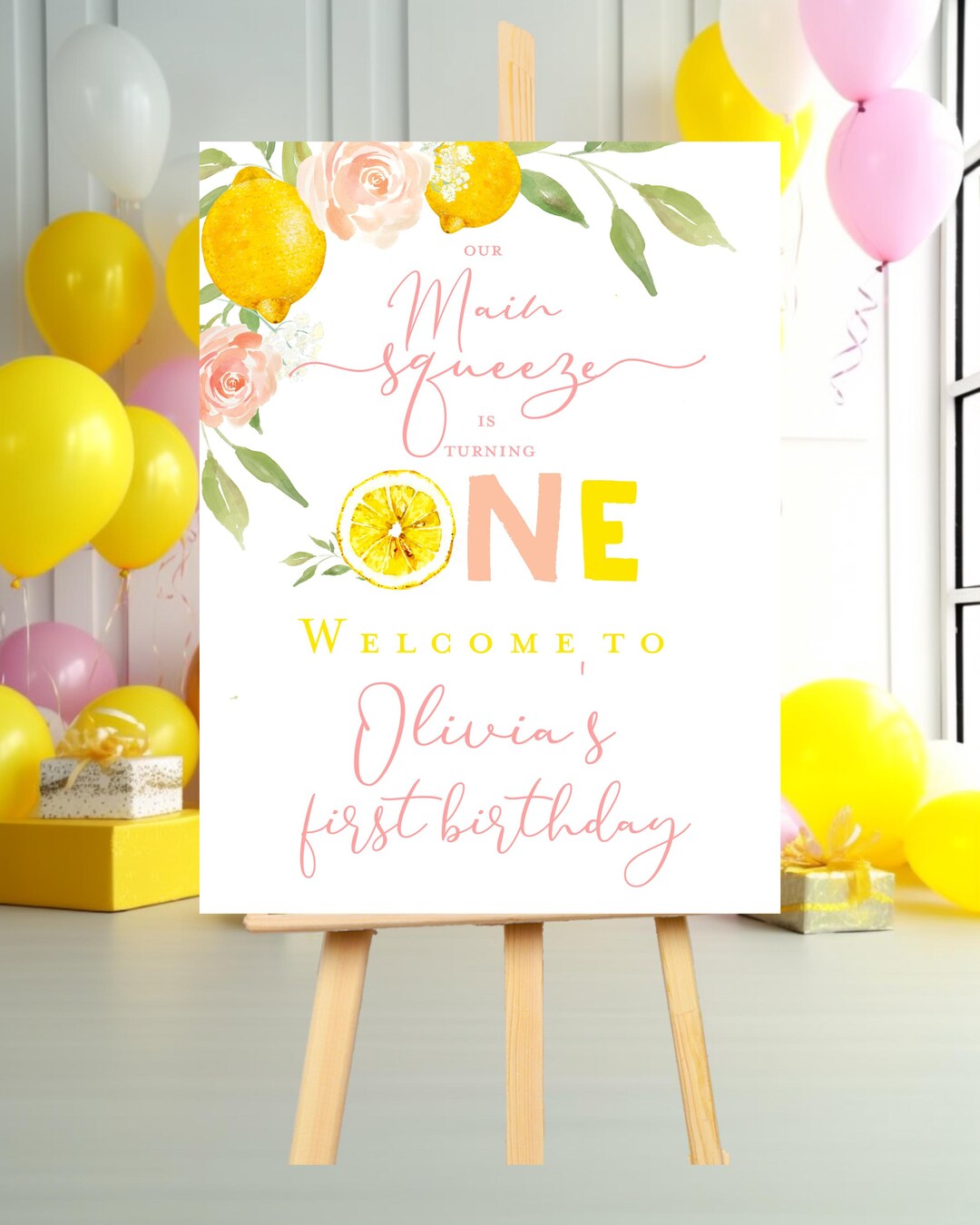 Editable Lemon First Birthday Party Welcome Sign Lemon Birthday Welcome ...
