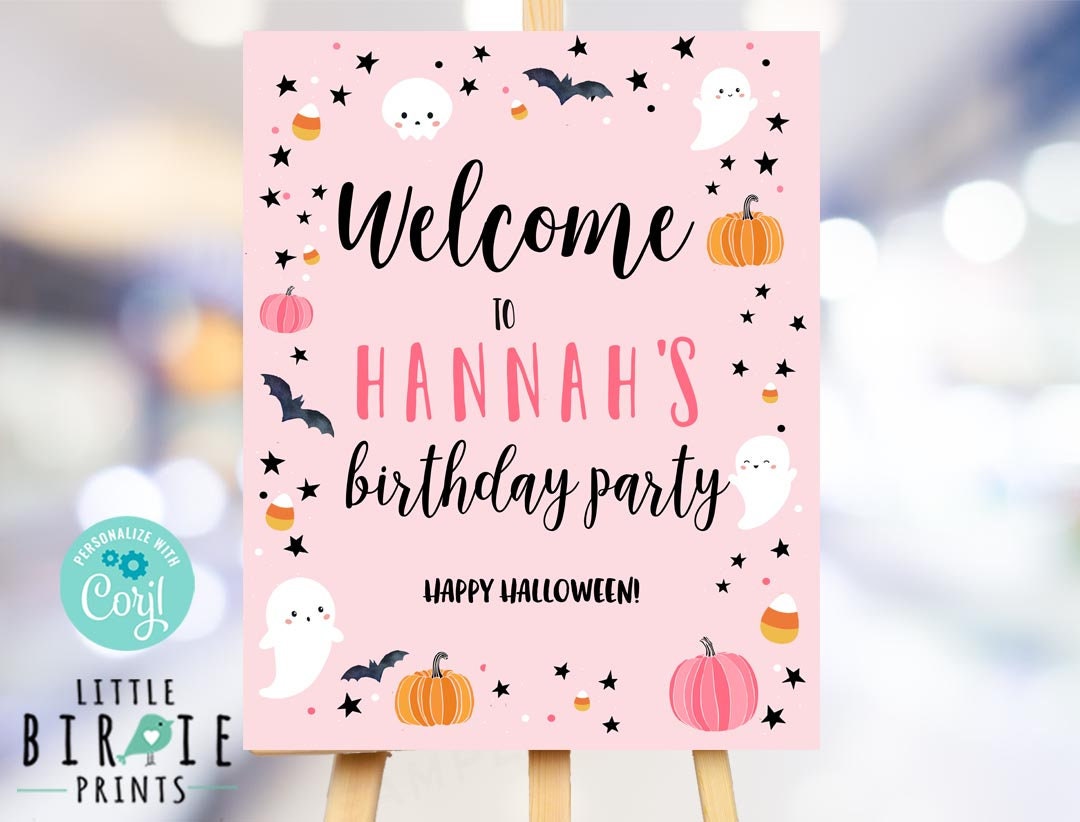 Editable Halloween Welcome Sign Party Sign Hey Boo Spooky One - Etsy