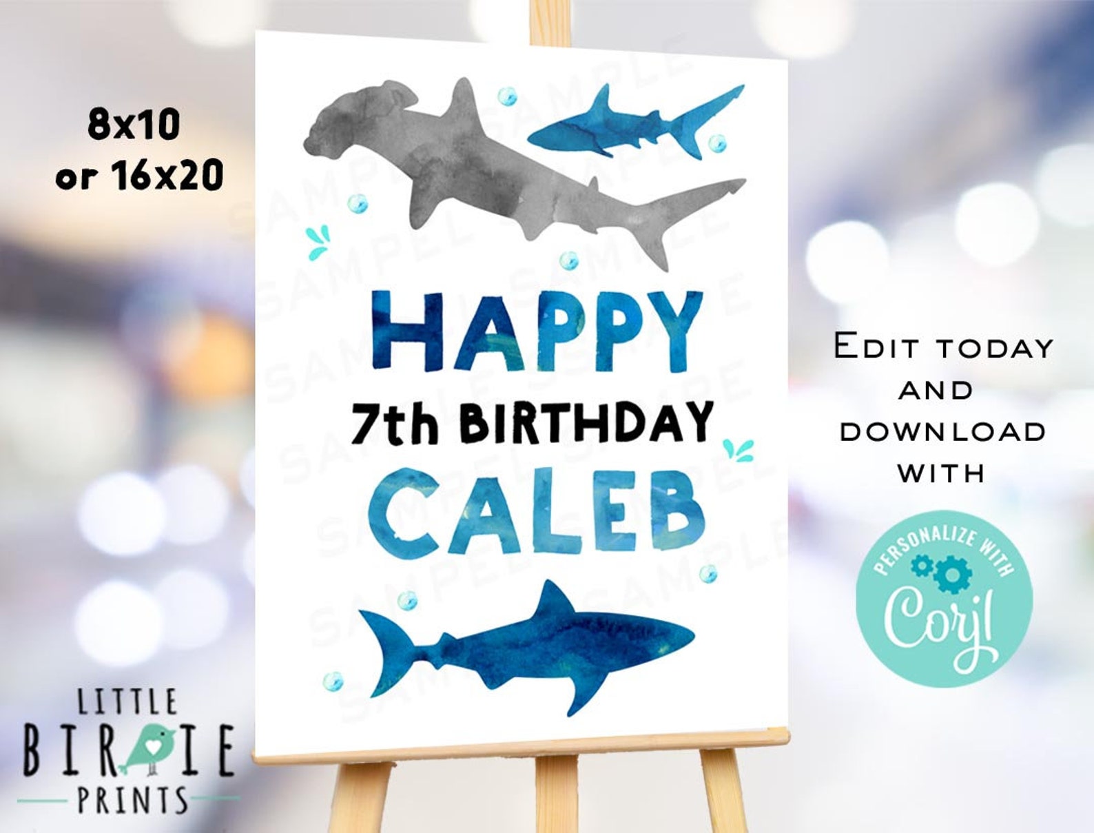 SHARK Birthday Party Welcome Sign Shark Decorations Shark Party Sign ...