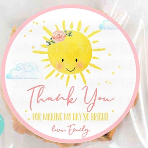 Editable Sunshine Party Stickers Printable You Are My Sunshine Birthday ...