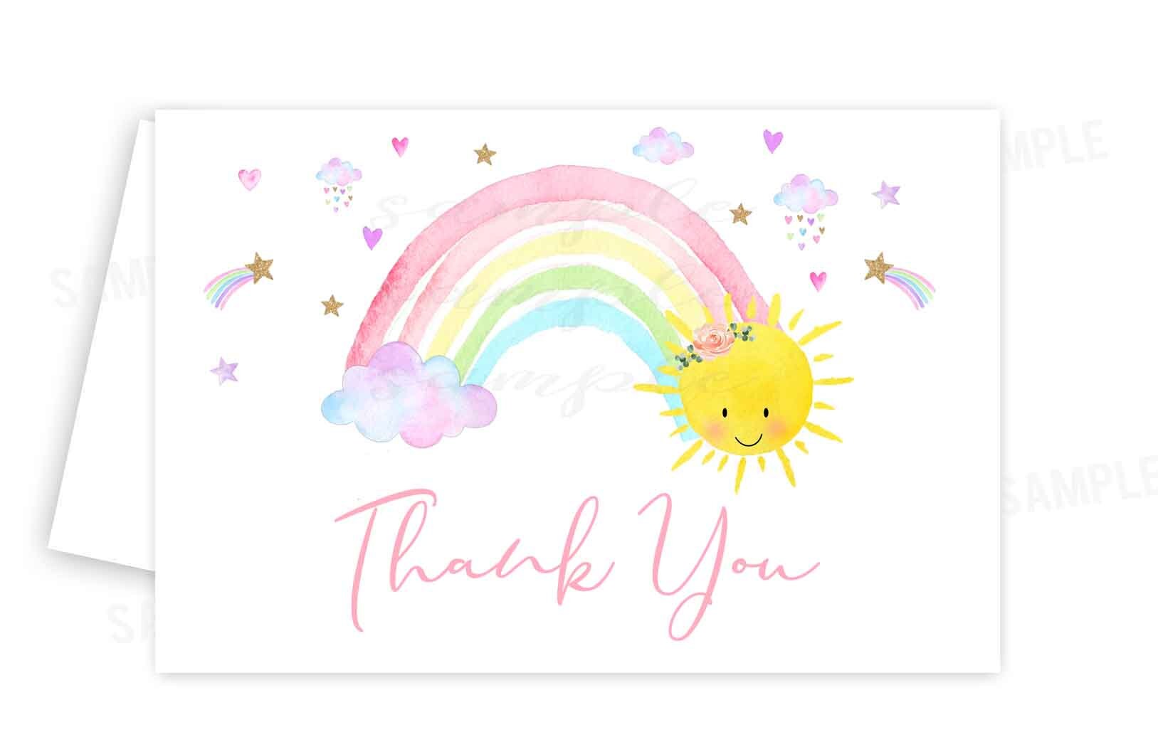 Rainbow Birthday Thank You Cards