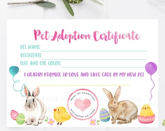 Easter Bunny Certificate - Etsy