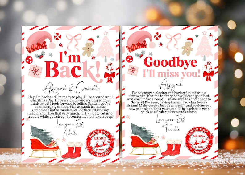 GIRL Elf Arrival Letter and Elf Goodbye Letter, Christmas Activity for ...