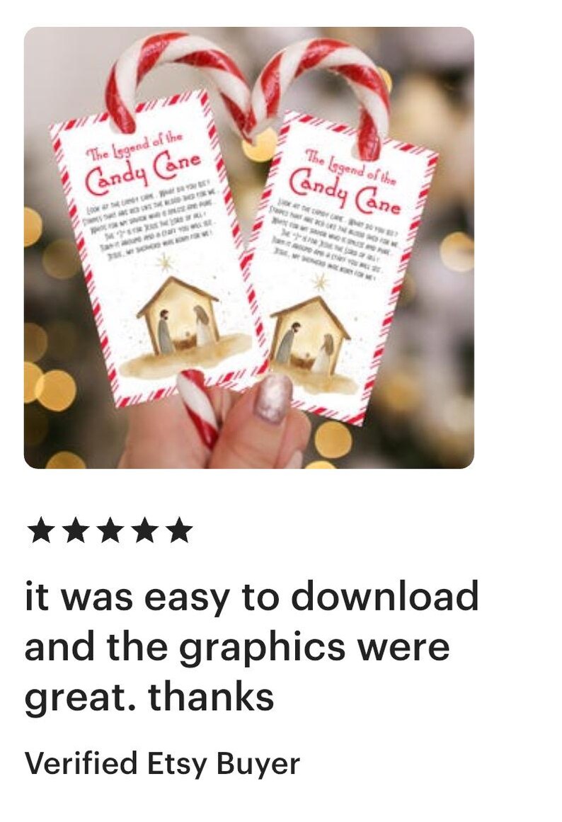 Legend of the Candy Cane Gift Tag Printable Jesus Christian Gospel Gift ...
