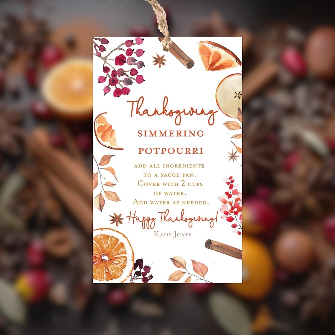 Thanksgiving Simmering Potpourri Gift Tag, Fall Stovetop Potpourri Gift ...