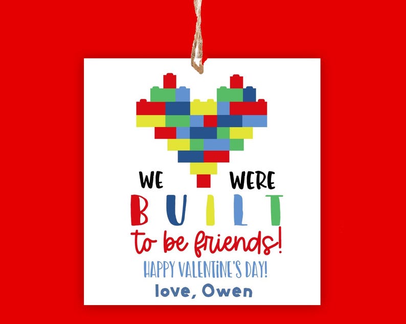 Printable Building Blocks Valentine Tag, BOY Built to Be Friends ...